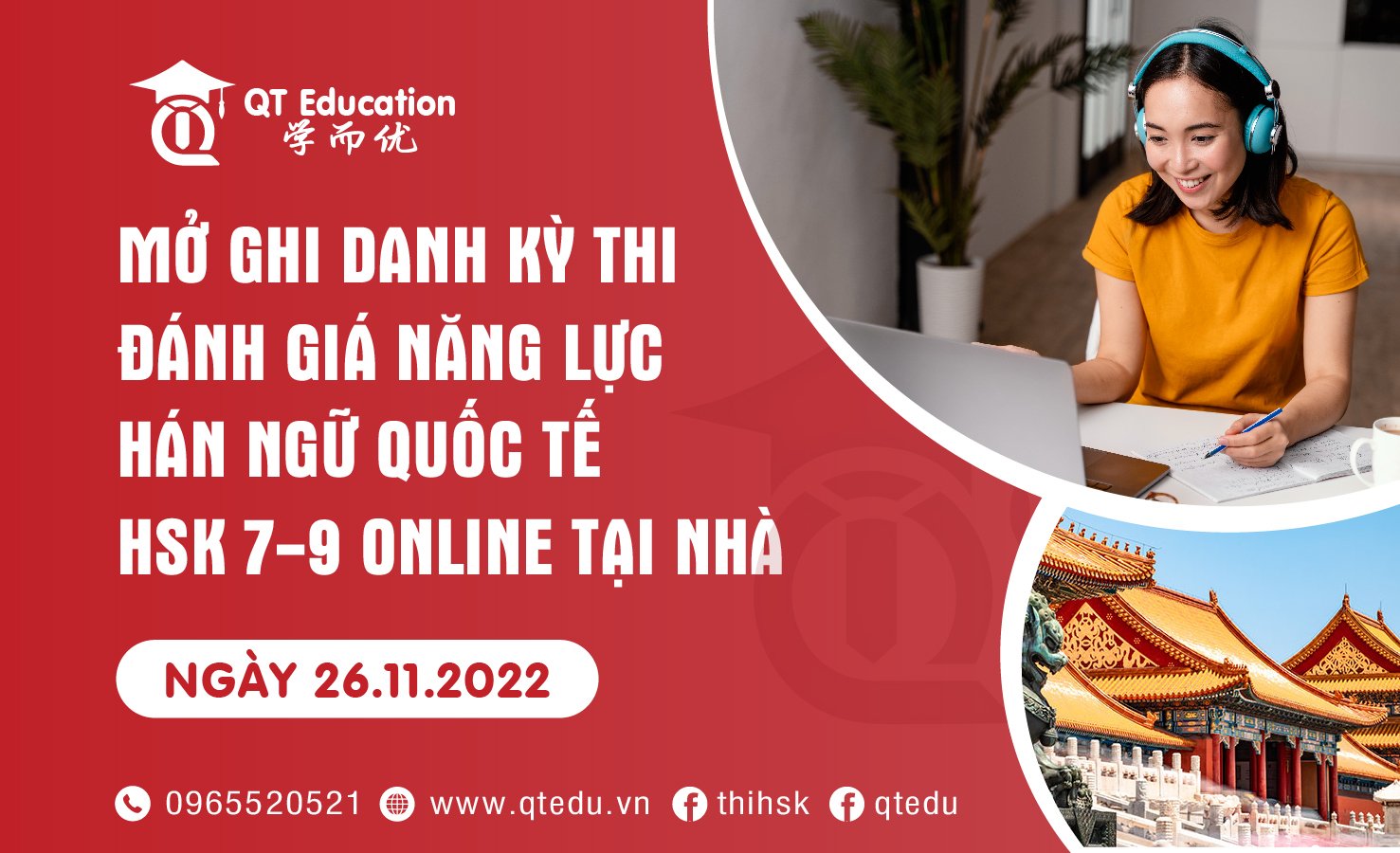 MỞ GHI DANH KỲ THI HSK 7-9 ONLINE TẠI NHÀ NGÀY 26.11.2022 - QTEDU